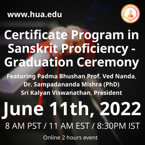 Certificate Program in Sanskrit Proficiency - Graduation Ceremony